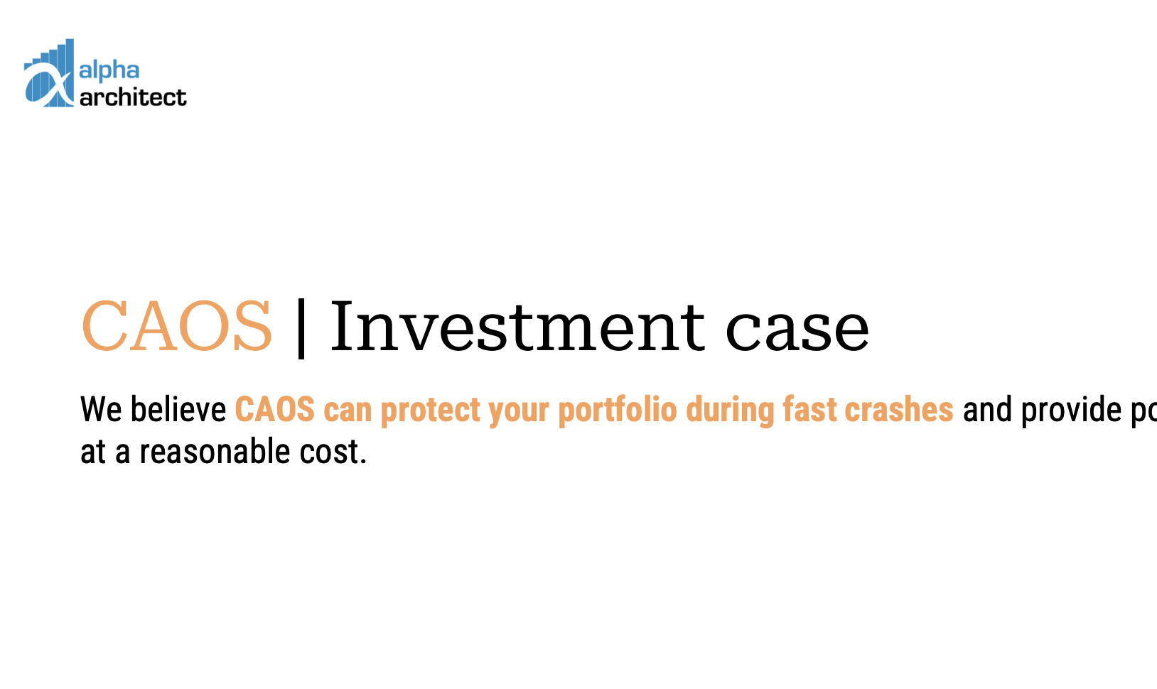 Investment Case | CAOS - Alpha Architect ETFs